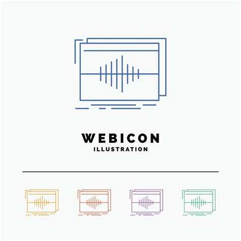 Audio Frequency Hertz Sequence Wave 5 Color Line Web Icon Template Isolated On White Vector