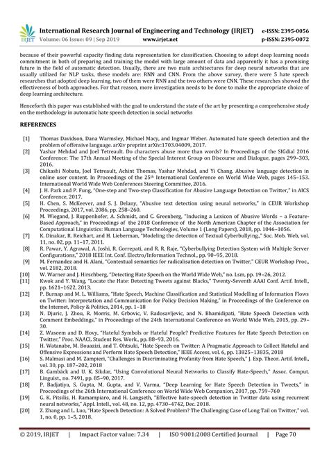 Irjet A Pragmatic Supervised Learning Methodology Of Hate Speech
