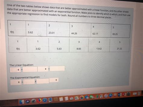 Solved One Of The Two Tables Below Shows Data That Are
