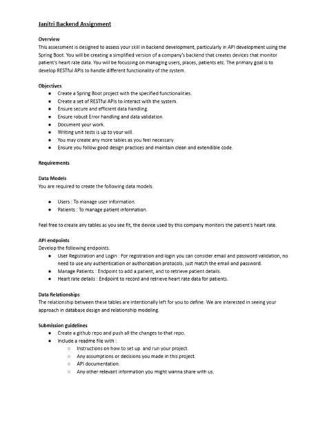 Janitri Backend Internship Assignment Pdf