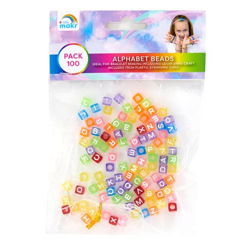 Little Makr Rainbow Alphabet Beads Translucent With White Alphabets