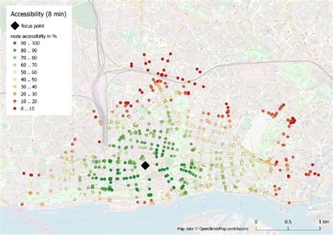 Example 4 Spatial Variance Around Eight Minutes Isochrones Expressed