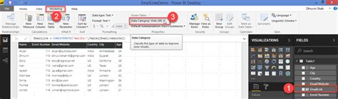 add email as a hyperlink in power bi table visual