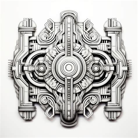 Premium Photo Illustration Of Various 2x2 Line Art Scifi Pattern As
