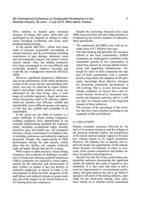 Production Data And Sustainable Development Indicators Sdis For The Greek Mining Metallurgical