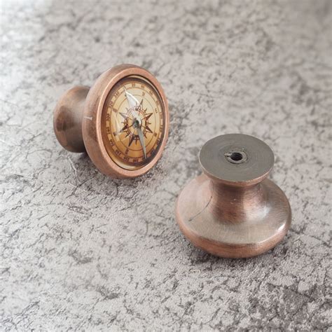 Compass Drawer Knobs Antique Copper Crystal Dresser Knob Etsy
