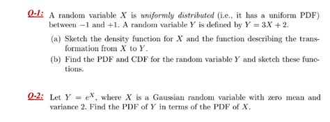 Solved Q 1 A Random Variable X Is Uniformly Distributed