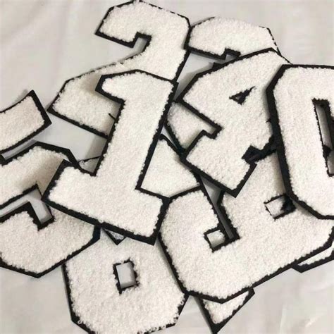 47 Inch White Chenille Number Patches 0 9large Embroidered Iron On