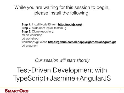 Test Driven Development With Typescriptjasmineangularjs Ppt