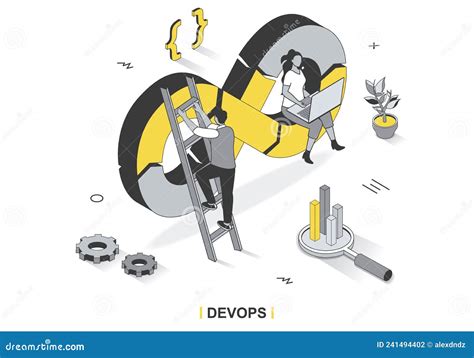 Devops Concept In 3d Isometric Outline Design Vector Illustration
