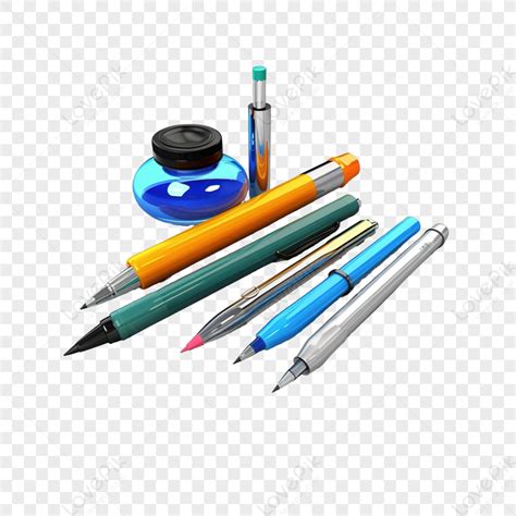 3d 학교 장비 연필 잉크 펜용품화려한 Png 일러스트 무료 다운로드 Lovepik