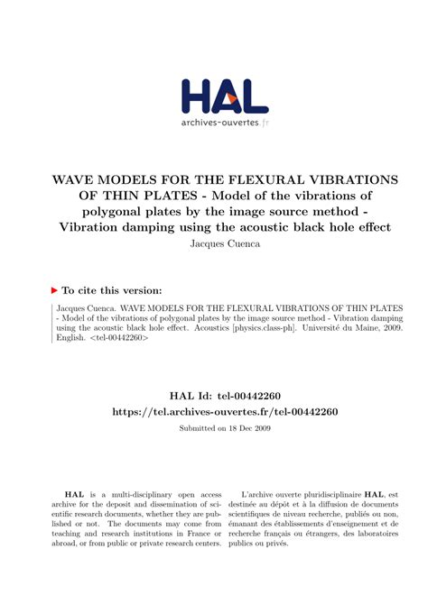 Pdf Wave Models For The Flexural Vibrations Of Thin Plates Model Of