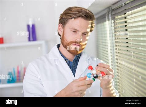 Male Scientist Holding Dna Model Stock Photo Alamy