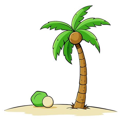 Premium Vector A Palm Tree And A Coconut On The Beach