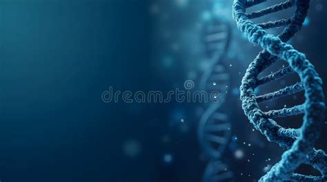 Dna Double Helix On Dark Blue Background With Floating Particles Stock Illustration