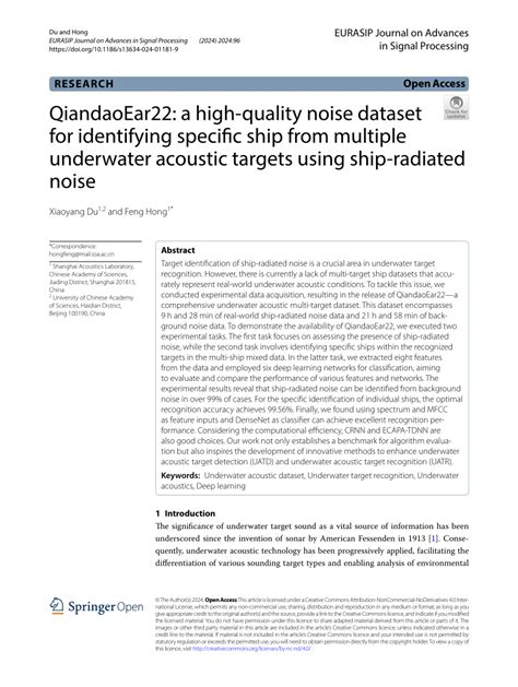 Pdf Qiandaoear22 A High Quality Noise Dataset For Identifying Specific Ship From Multiple