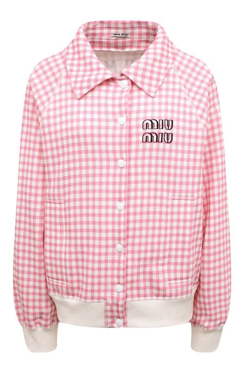 Женский розовый хлопковый бомбер Miu Miu купить в интернет магазине ЦУМ арт Mjl818 10op F0uj2