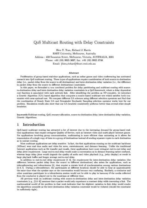 Pdf Qos Multicast Routing With Delay Constraints