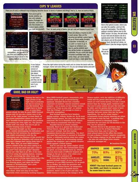 Sensible Soccer Super Nintendo Review From Super Play Issue 15 January 1994 R