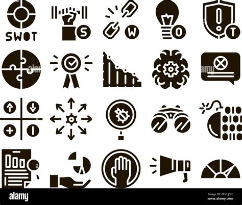Swot Analysis Strategy Glyph Set Vector Stock Vector Image And Art Alamy