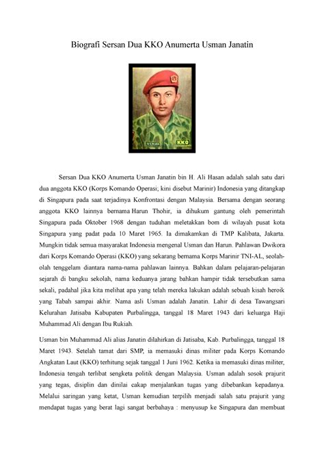 Biografi Sersan Dua Kko Anumerta Usman Janatin Ali Hasan Adalah Salah Satu Dari Dua Anggota