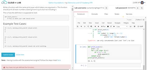 Unable To Submit The Code Performed During The Quize Python Course Cloudxlab Discussions