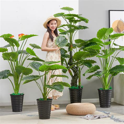 假树滴水观音仿真植物落地盆栽大型客厅盆景假花塑料花艺装饰绿植虎窝淘