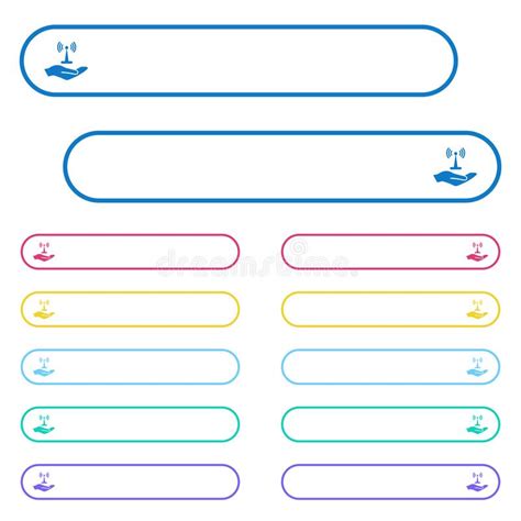 sharing wireless network icons in rounded color menu buttons stock