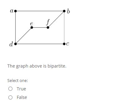 Solved The Graph Above Is Bipartite Select One True Chegg