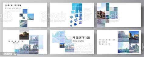 프리젠 테이션의 벡터 레이아웃은 디자인 비즈니스 템플릿 프리젠 테이션 브로셔 브로셔 커버를위한 다목적 템플릿을 슬라이드합니다 파란색 사각형기미학적 스타일의 추상 설계