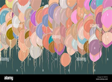 Decorative Hand Drawn Flying Balloons Art Illustrations Good For