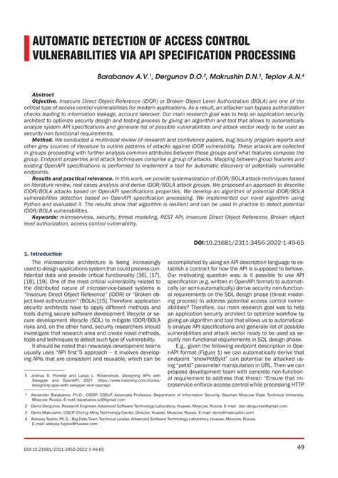 Pdf Automatic Detection Of Access Control Vulnerabilities Via Api Specification Processing