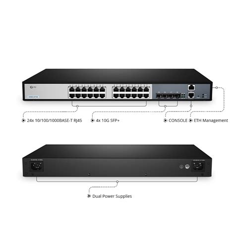 Fs S3900 24t4s 24 Port Gigabit Stackable Fanless Managed Switch With 4 10gb Sfp Uplinks Fs