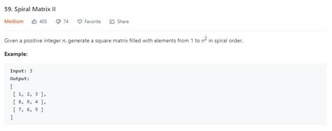 59 spiral matrix ii · leetcode
