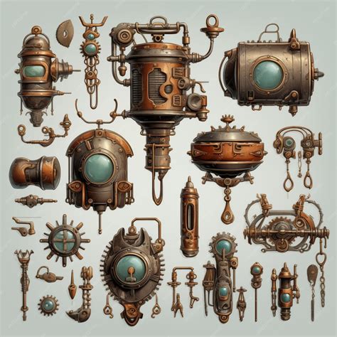 Premium Photo Set Of Steampunk Design Elements