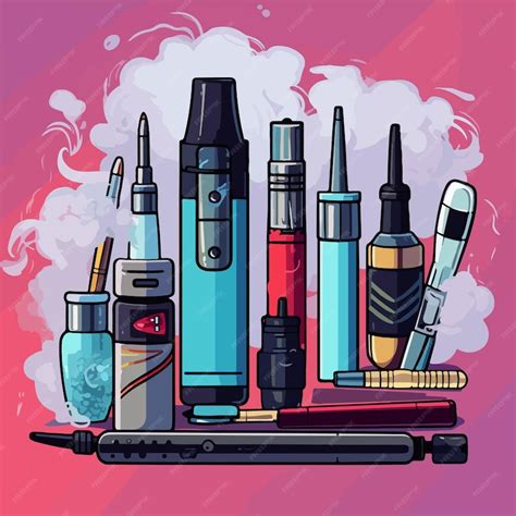 Vape Smoking Device Set Professional Ecigarette Illustration Premium
