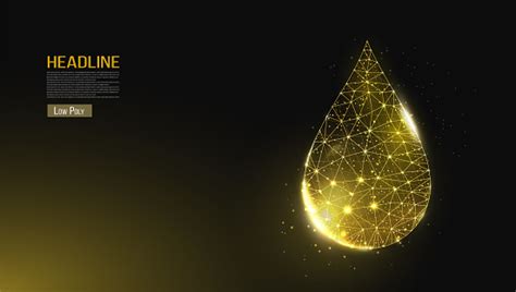 오일 액적 낮은 폴리 스타일 디자인 미래지향적인 현대추상적 배경 어두운 배경에 격리 와이어 프레임 드롭 라이트 연결 구조 3d 다각형 그래픽 개념 벡터 그림입니다 아르간