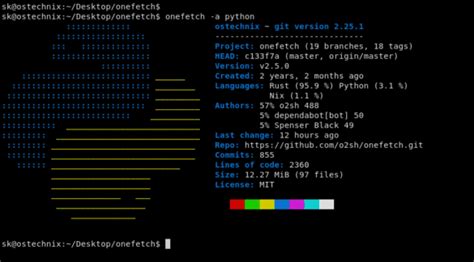 Display Git Repository Summary In Terminal Using Onefetch Ostechnix