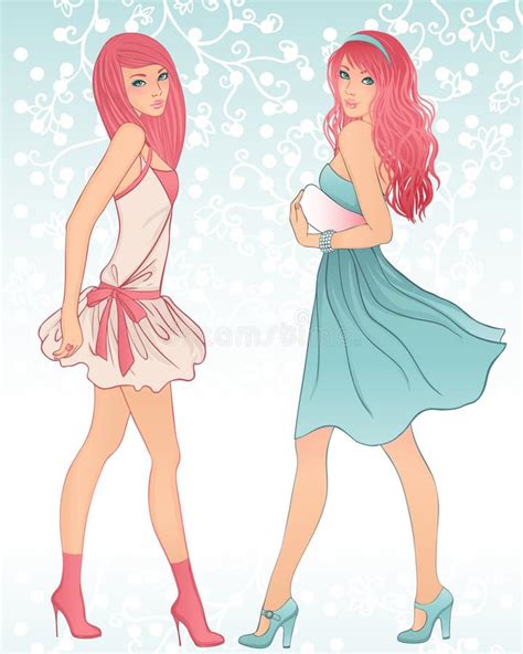 Two Glamour Girls Stock Vector Illustration Of Elegant 21217929