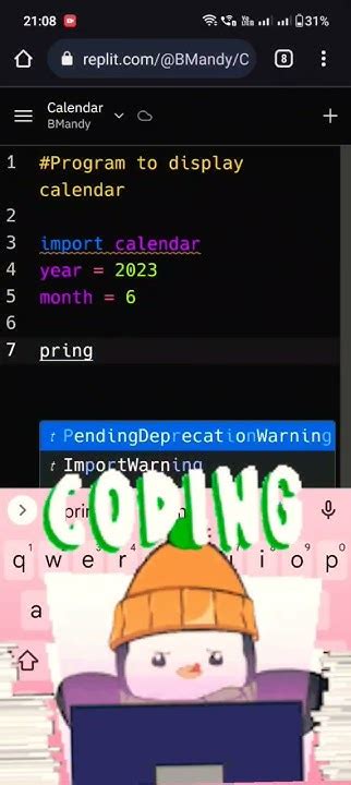 Calendar Display Using Python Codingdisplay Calendar Using Python Codeshortscoding