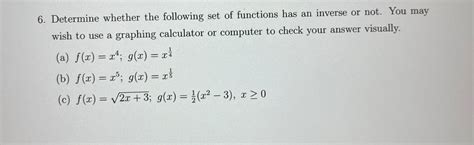 Solved Determine Whether The Following Set Of Functions Has