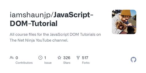 Github Iamshaunjpjavascript Dom Tutorial All Course Files For The Javascript Dom Tutorials
