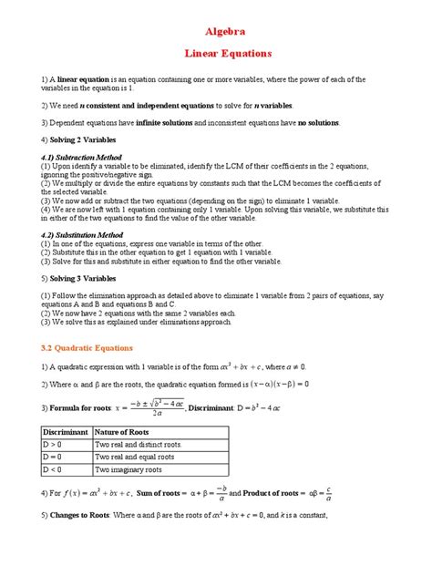 Linear And Quadratic Equations Pdf
