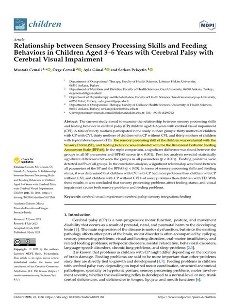 Relation Between Sensory Processing And Feeding Pdf Physical Therapy Cerebral Palsy