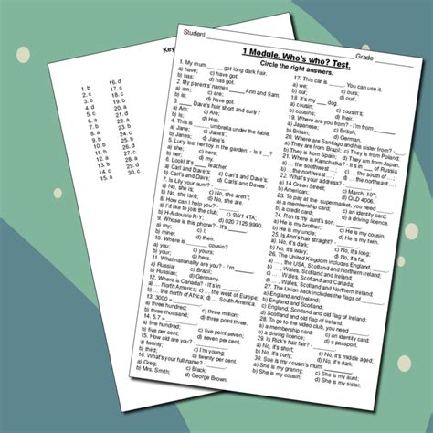 Тест по английскому языку «1 Module Whos Who Spotlight 6