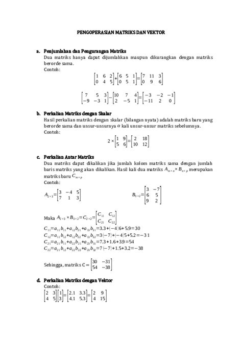 Doc Pengoperasian Matriks Dan Vektor