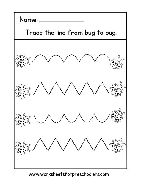 Ladybug Line Tracing Worksheet Preschool