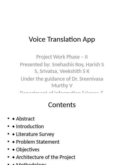 Voice Translation App Detailed Presentation Pdf Speech Synthesis