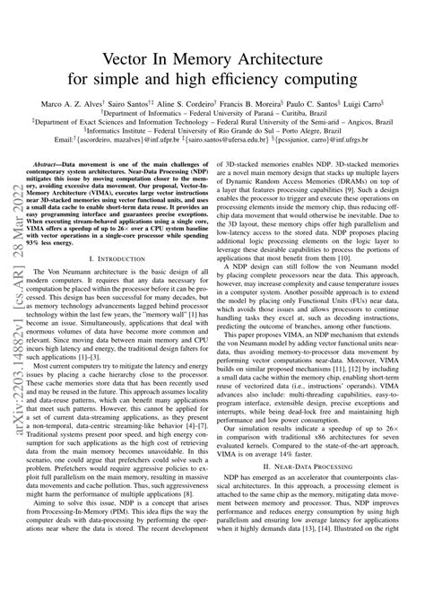 Pdf Vector In Memory Architecture For Simple And High Efficiency