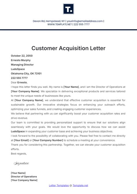 Free Acquisition Letter Templates Editable And Printable